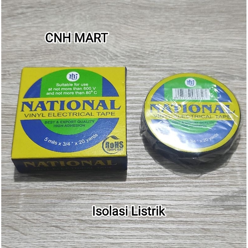 Jual ISOLASI LISTRIK NATIONAL HITAM 3/4 " 20 YARD / SELOTIF ISOLASI ...