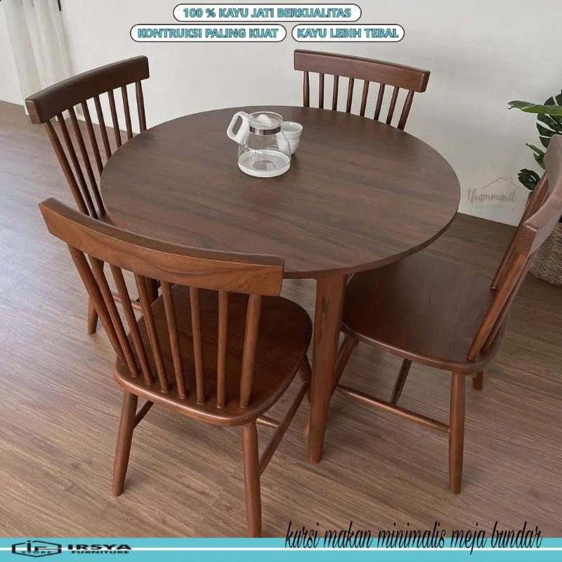 Jual Meja Makan Bundar Minimalis Kayu Jati - Kursi Makan set Meja Jati | Shopee Indonesia