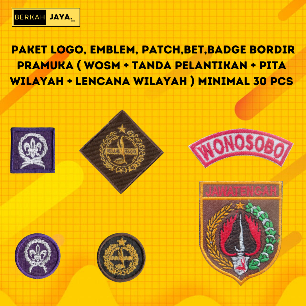 Jual Paket Bet Badge Patch Bordir Logo Pramuka Wosm, Tanda pelantikan ...