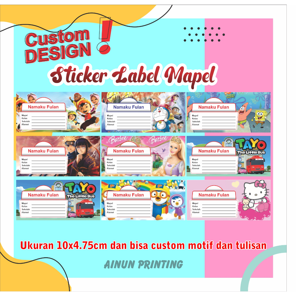 Jual Stiker Mapel Sticker Mapel Sekolah Kartun | Shopee Indonesia