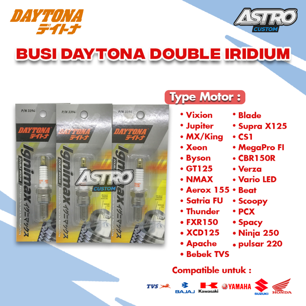 Jual Busi Racing Daytona Ignimax Double Iridium Vario 125 150 Nmax PCX Beat Xeon Vixion Jupiter ...
