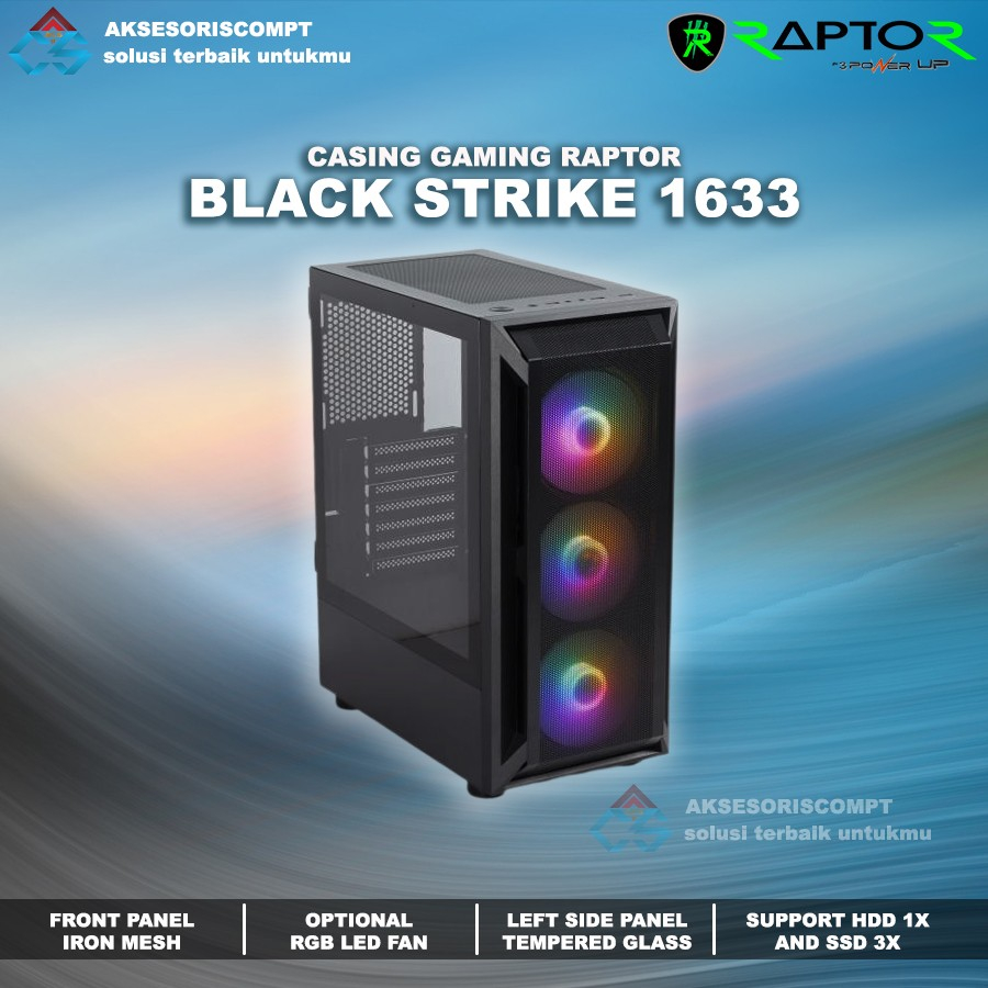 Jual Casing Gaming PowerUp Raptor 1633 Black - Casing Gaming | Shopee ...