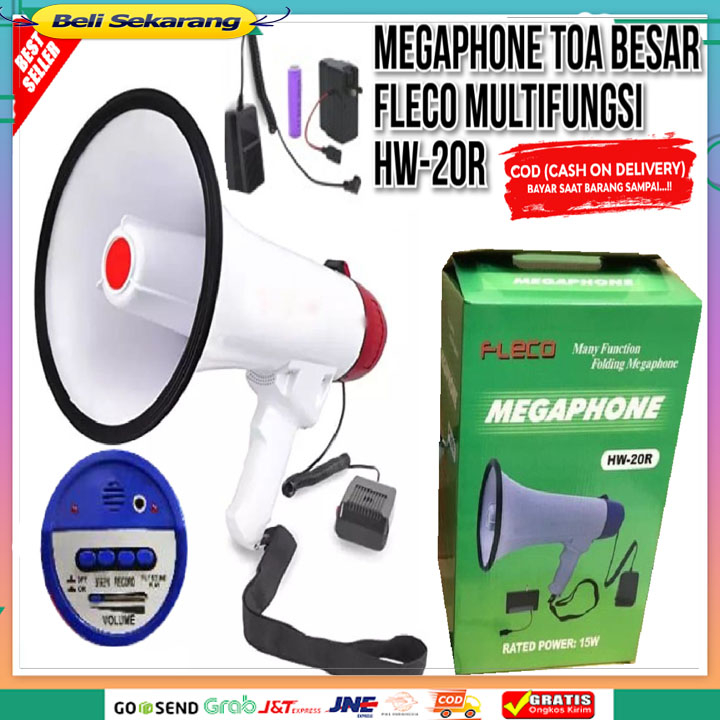 Jual Megaphone Fleco HW-20R Power Rated 15W Pengeras Suara Dan Perekam ...
