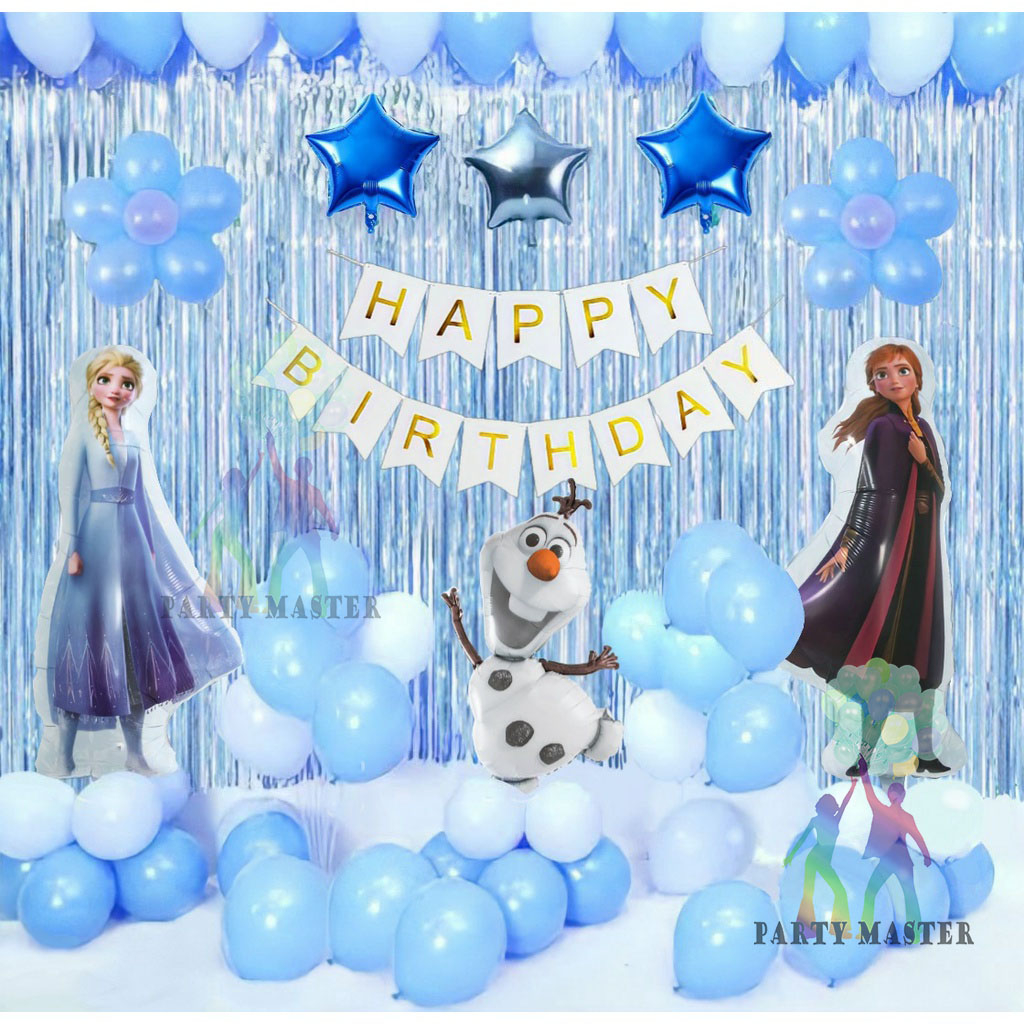 Jual Paket Dekorasi Tema Frozen elsa anna olaf Balon Ulang Tahun Happy ...