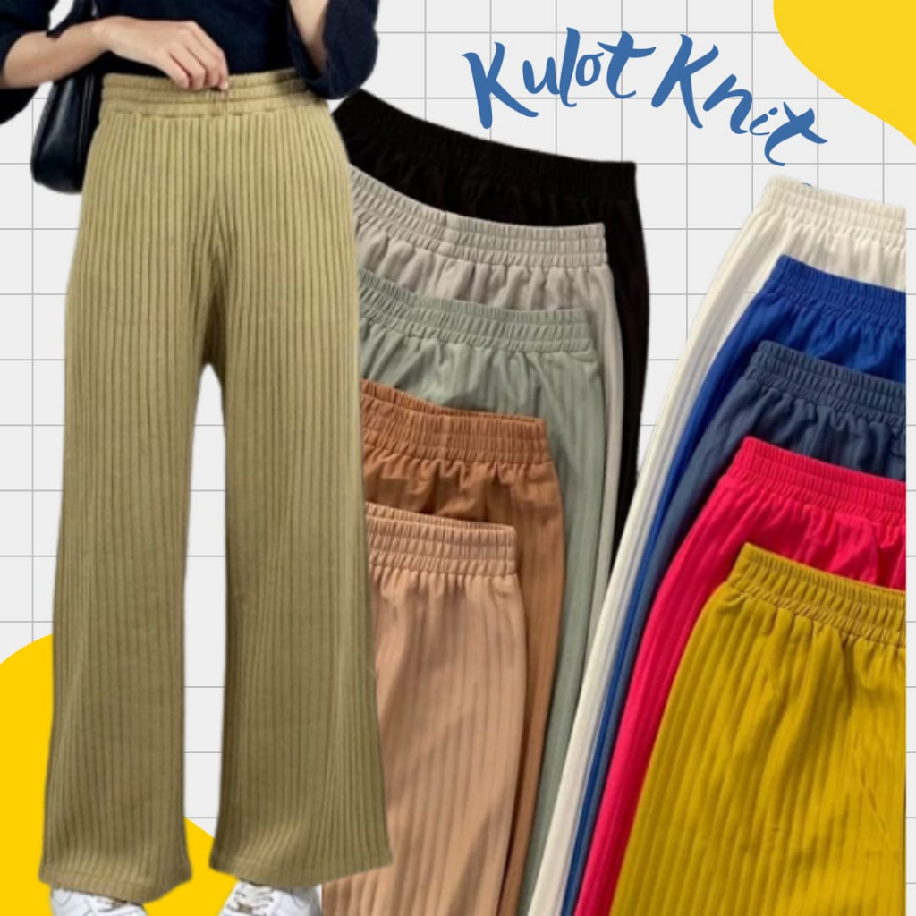 Jual Celana Kulot Knit Wanita Tebal - Celana Kulot Highwaist Panjang ...