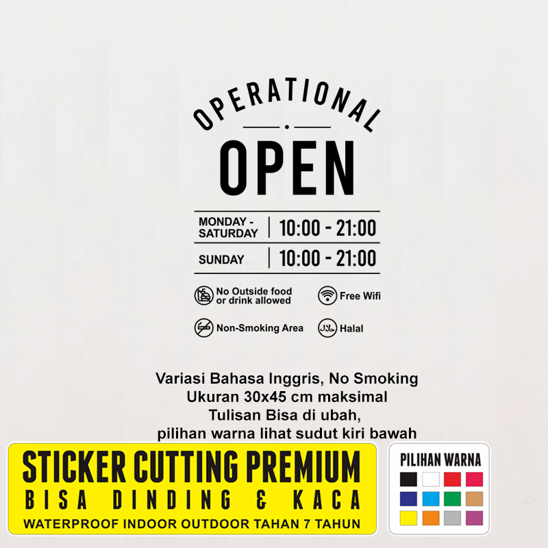 Jual Stiker Open Hours Jadwal Buka Open Hours Kafe Cafe Resto Usaha ...