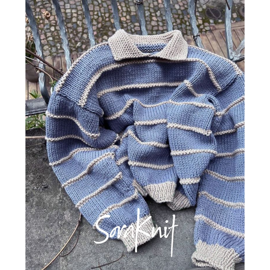 Jual Sweater Polo Rajut Wanita Premium Motif Corak Garis Stripe switer ...