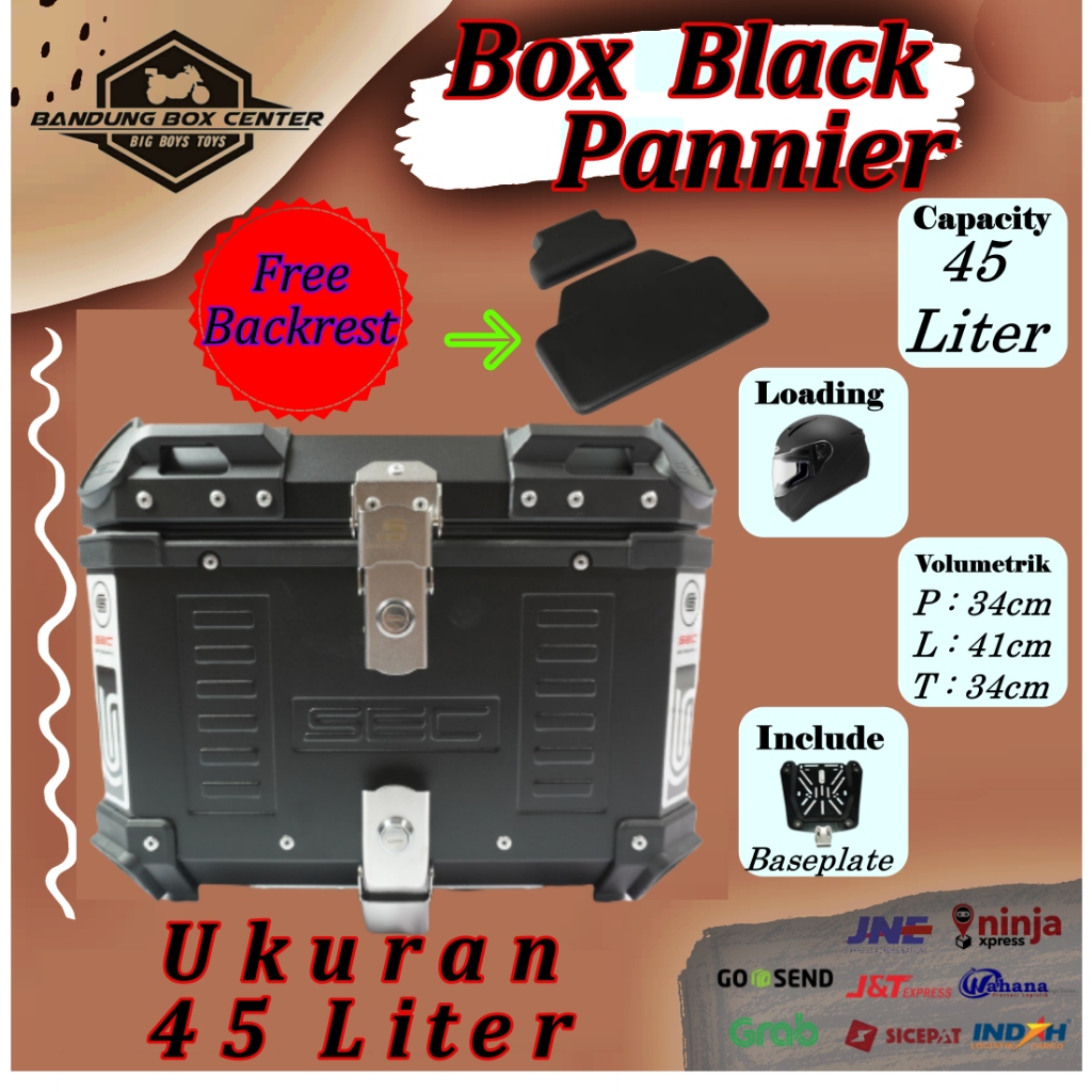 Jual Box Motor Panier Box Pannier Box Almunium 45 Liter Alumunium Top ...