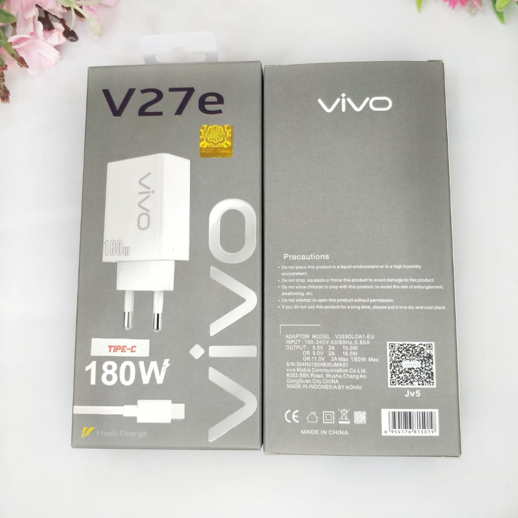 Jual Casan Charger Vivo V27E 180W Fast Charging 9V-2A Micro USB & Type ...