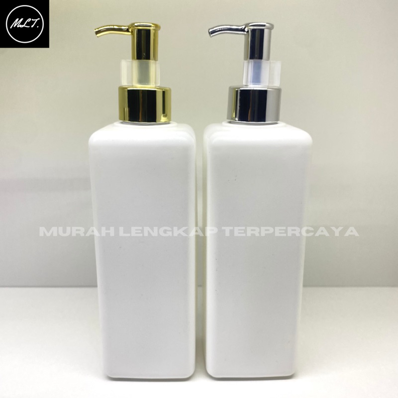 Jual BOTOL PUMP 500ML KOTAK HDPE PUTIH / TUTUP CLIP OIL GOLD SILVER 500 ML | Shopee Indonesia