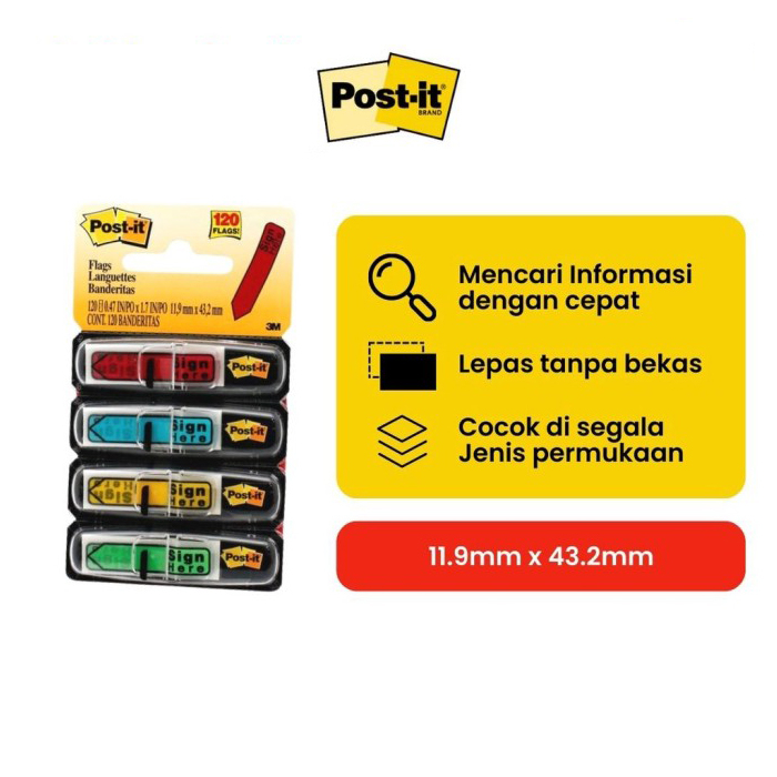 Jual Myhomey Post It 3M 684-Sh Printed Flag Sign-Here Sticky Notes ...