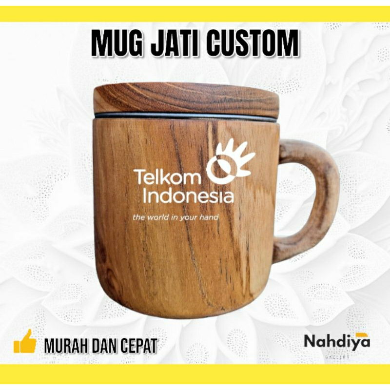 Jual Mug Gelas Kayu Jati Stainless Cangkir Kayu Souvenir Sablon Custom ...