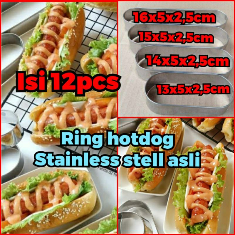 Jual ring roti hotdog stainless steel oval 16cm 15cm 14cm 13cm (12pcs ...