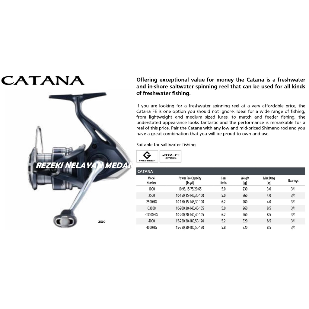 Jual REEL SHIMANO CATANA FE 2022 1000 / 2500 / C 3000 / 4000 | Garansi ...