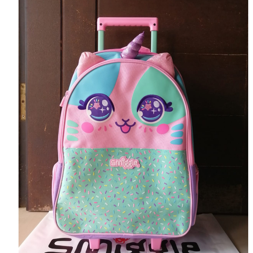 Jual Smiggle backpack trolley with light up wheels / trolley anak sd ...