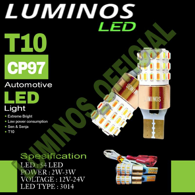 Jual LAMPU LED LUMINOS T10 2 MODE SENJA + SEIN MOTOR SUPER BRIGHT 54 ...