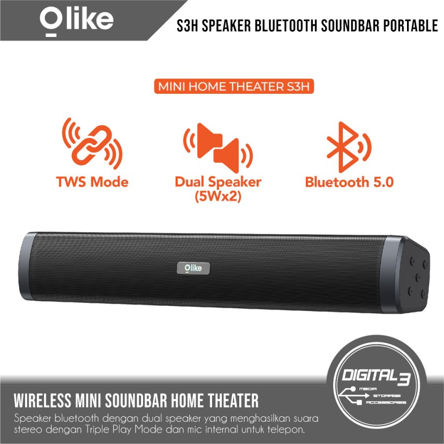 Jual Olike S3H Speaker Bluetooth Soundbar Mini Home Theater Wireless ...