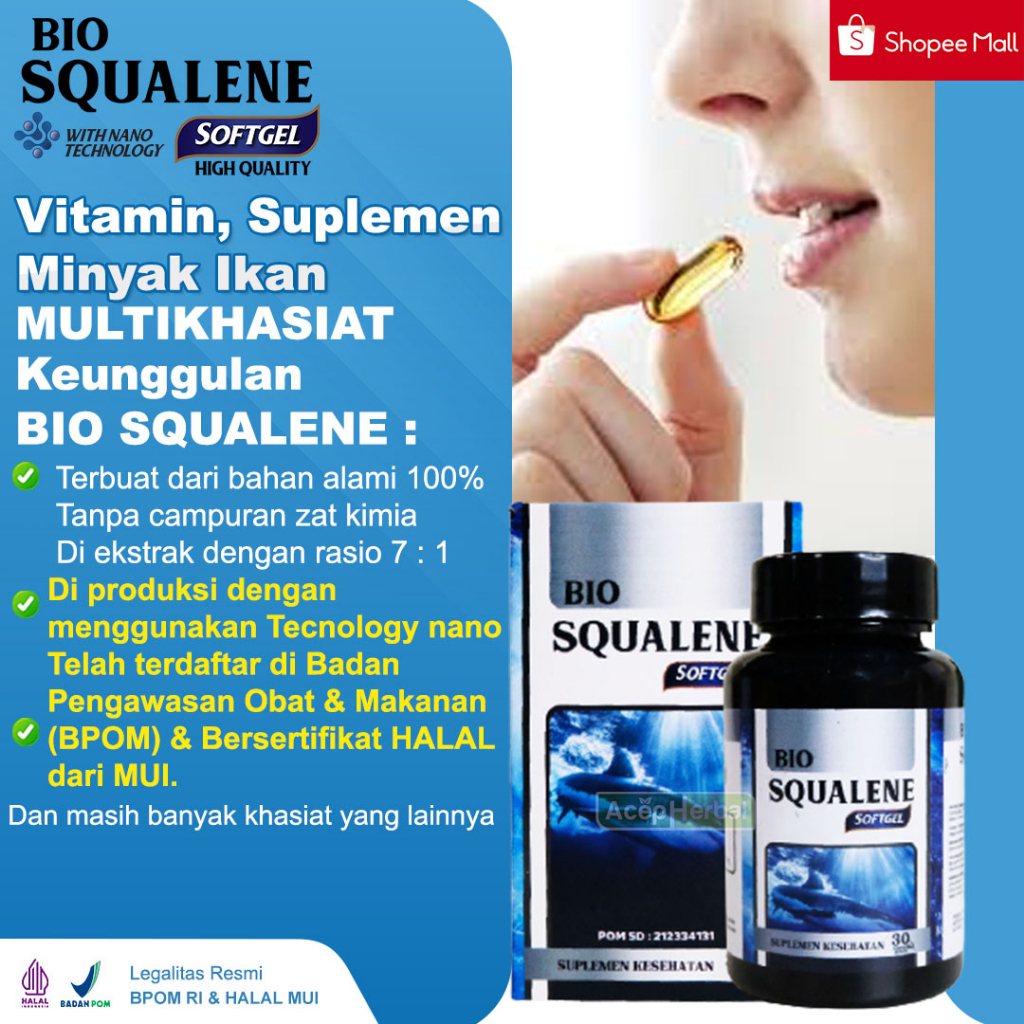 Jual Bio Squalene Vitamin Suplemen Multikhasiat Softgel Minyak Hati ...