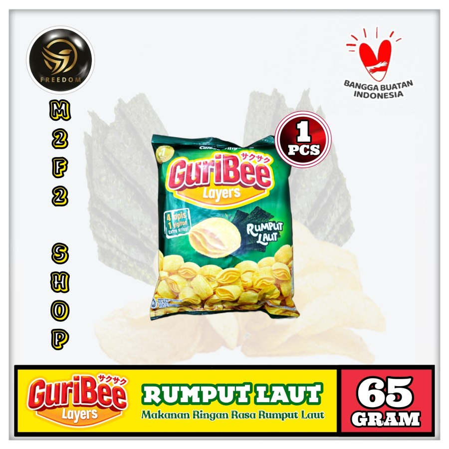 Jual Keripik GuriBee Layers Snacks Rumput Laut - 65 gr (Kemasan Satuan) | Shopee Indonesia