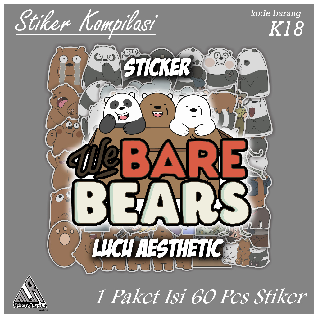 Jual 60 PCS STICKER WE BARE BEARS BERUANG PUTIH COKLAT PANDA LENGKAP ...
