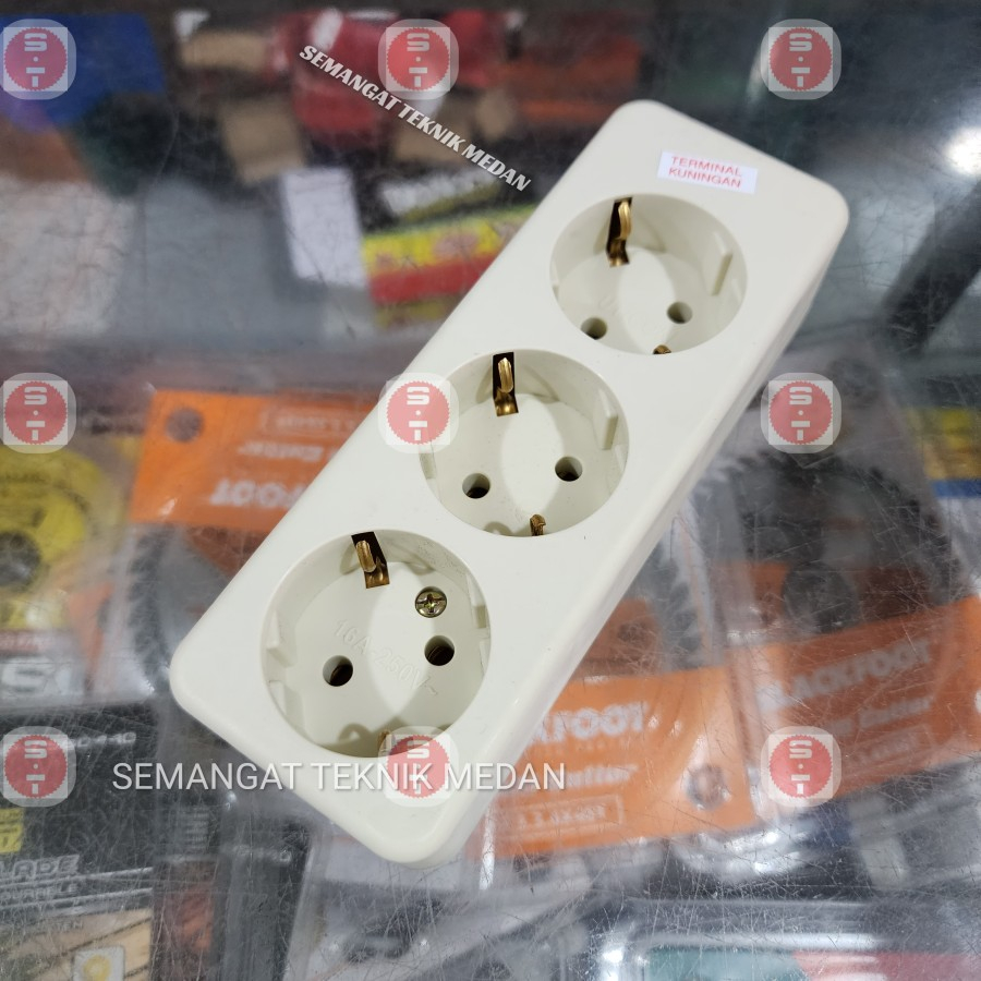 Jual STOP KONTAK CONTACT ARDE TERMINAL KUNINGAN ASLI 3 LUBANG UTICON | Shopee Indonesia