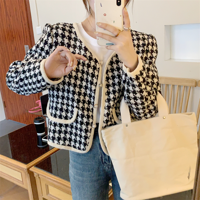 Jual Korean Style Jaket Wanita Kotak-kotak Kardigan Crop Vintage Baju Atasan Wanita Terbaru ...