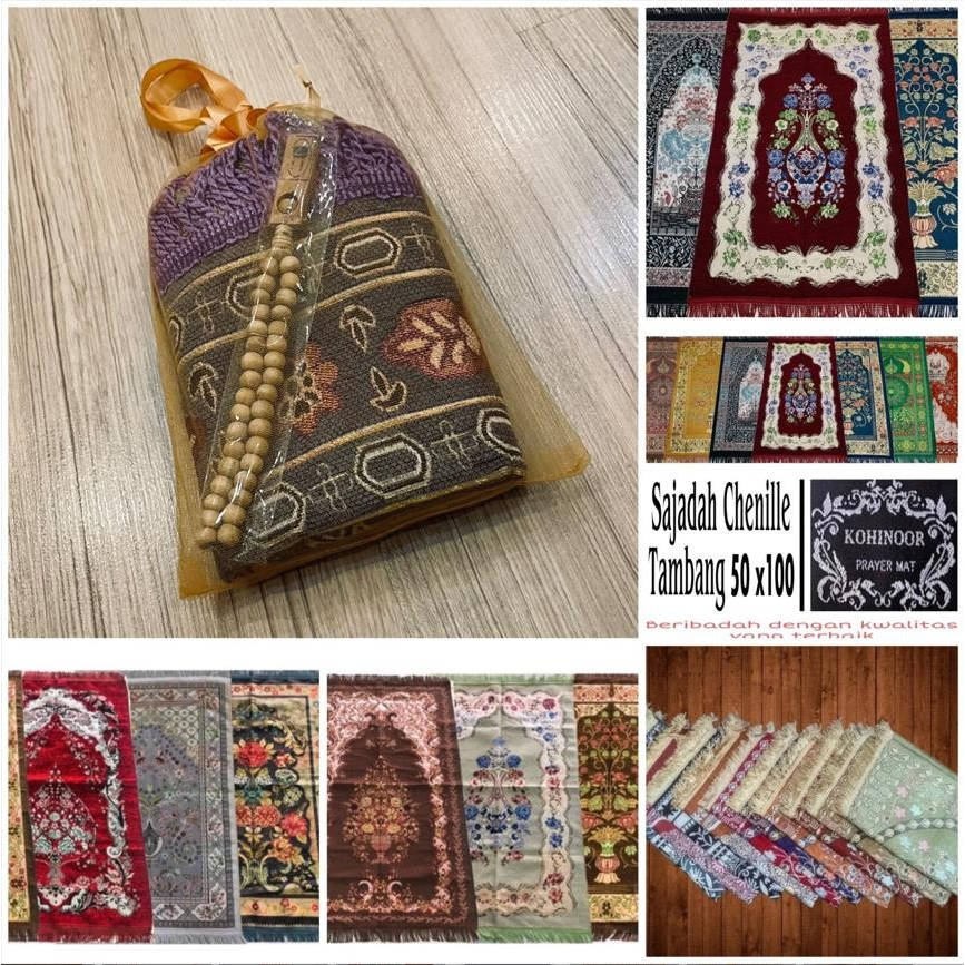 Jual OLEH2 HAJI / Paket Souvenir Tile Sajadah Tenun Shenille Tambang ...