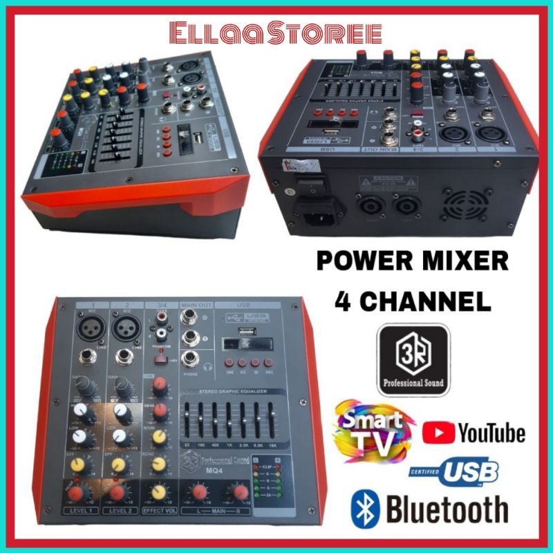 Jual POWER MIXER 3R 4 CHANNEL Buat Speaker 10,12,15 Inch, Karaoke Smart ...
