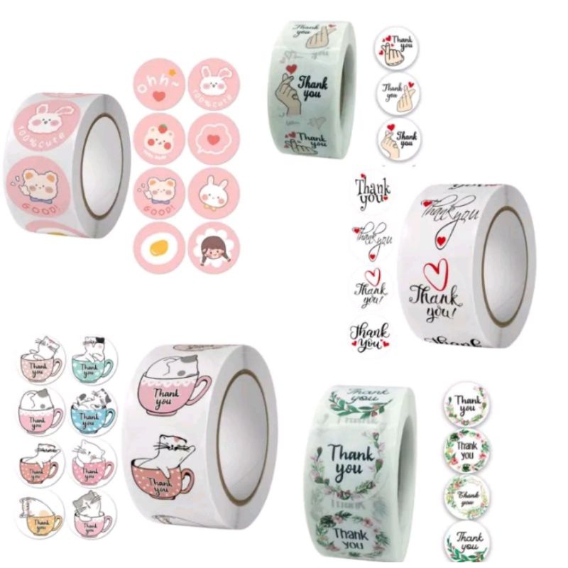 Jual 1 ROLL 500 STICKER THANK YOU STIKER SOUVENIR LABEL SEGEL KEMASAN ...
