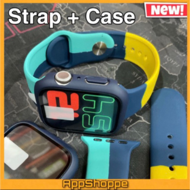 Jual Silicone Strap 2in1 Case Compatible utk Apple Watch SE 87654321 ...