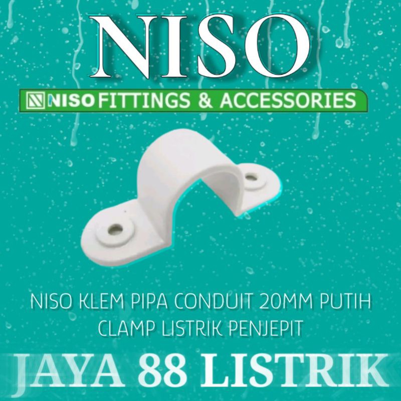 Jual KLEM PIPA CONDUIT 20MM PUTIH NISO / CLAMP LISTRIK PENJEPIT OMEGA ...