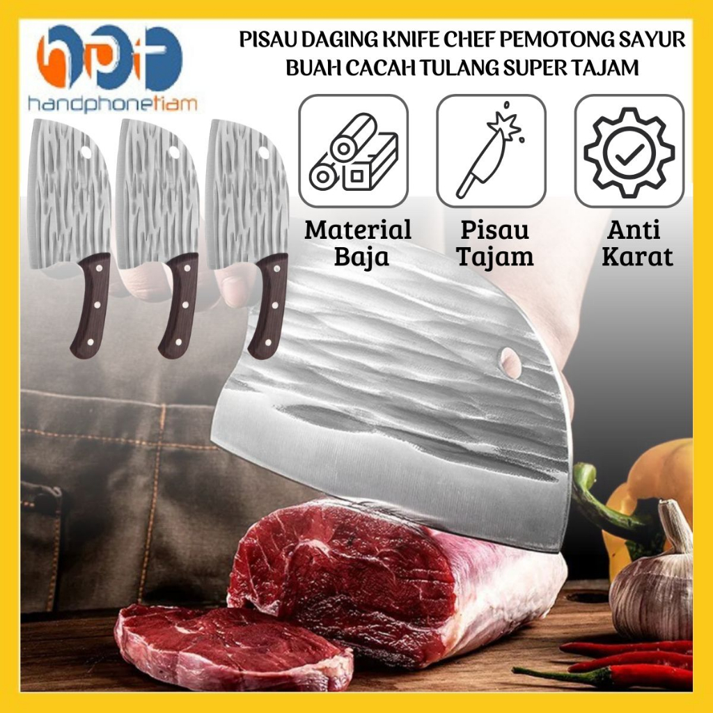 Jual Pisau Daging Knife Chef Pisau Jepang Pemotong Sayur Buah Tulang ...