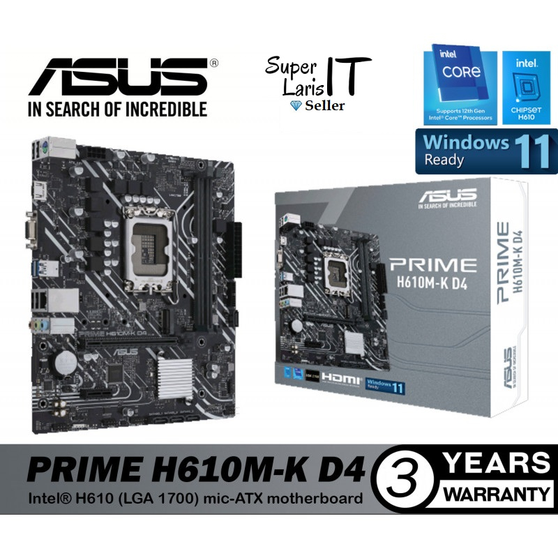 Jual Motherboard ASUS PRIME H610M-K D4 Intel LGA 1700 DDR4 m-ATX | Shopee Indonesia