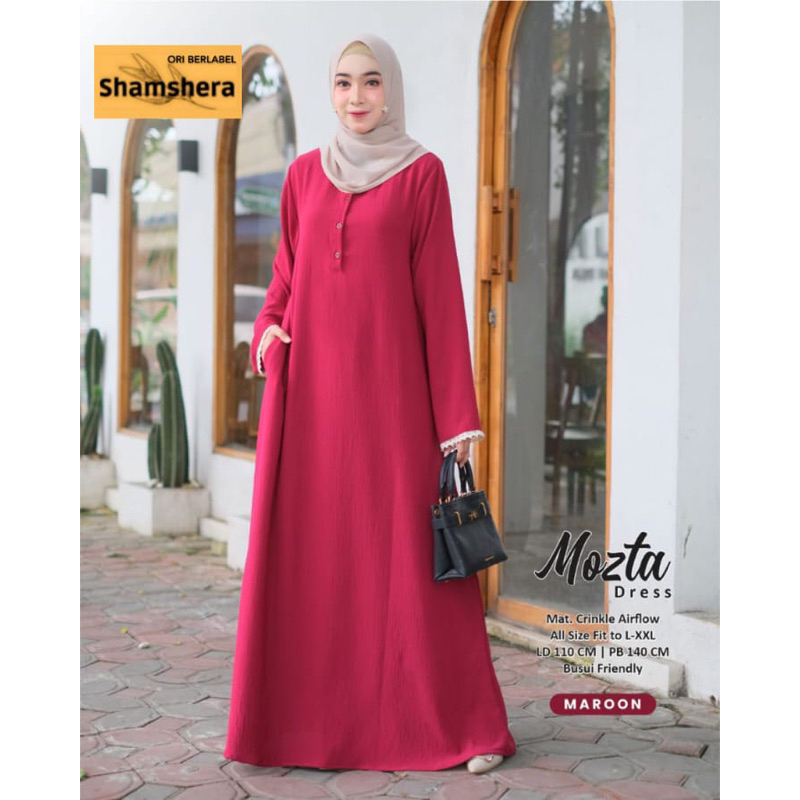 Jual Motza dress (maxi gamis dress polos busui bahan crincle airflow ...