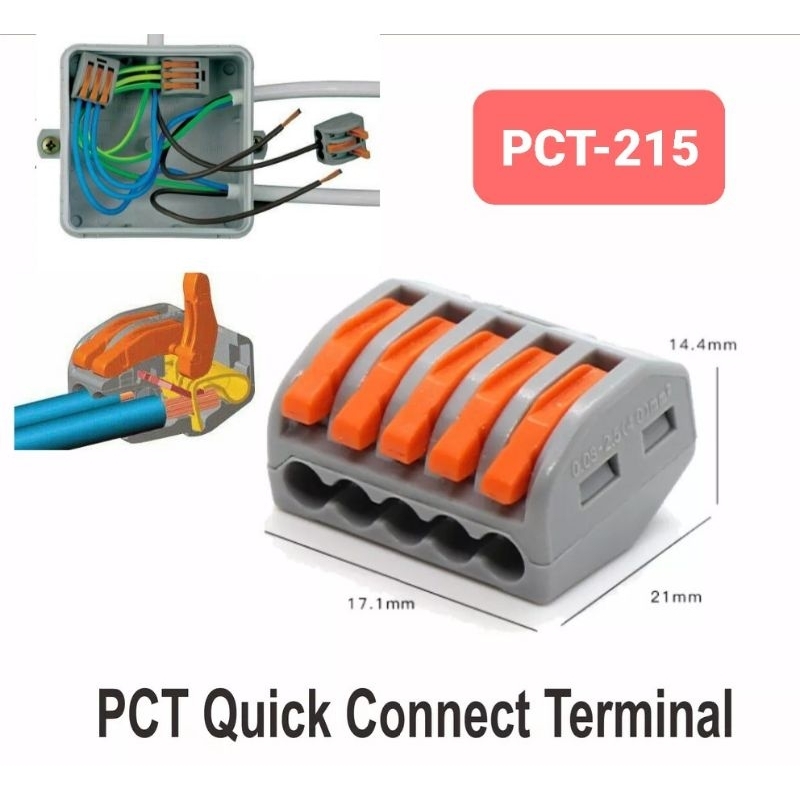 Jual Wire connector PCT 215 penyambung kabel terminal 5P 5 pin lobang ...