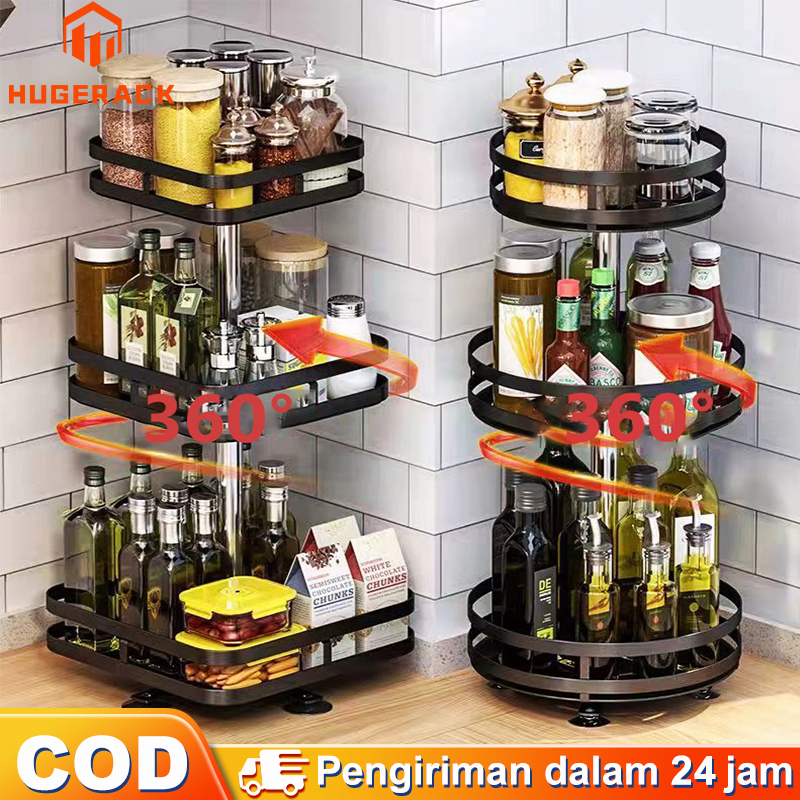 Jual Rak Bumbu Putar Berputar 360 Derajat Rak Bumbu tingkat Rak Dapur ...