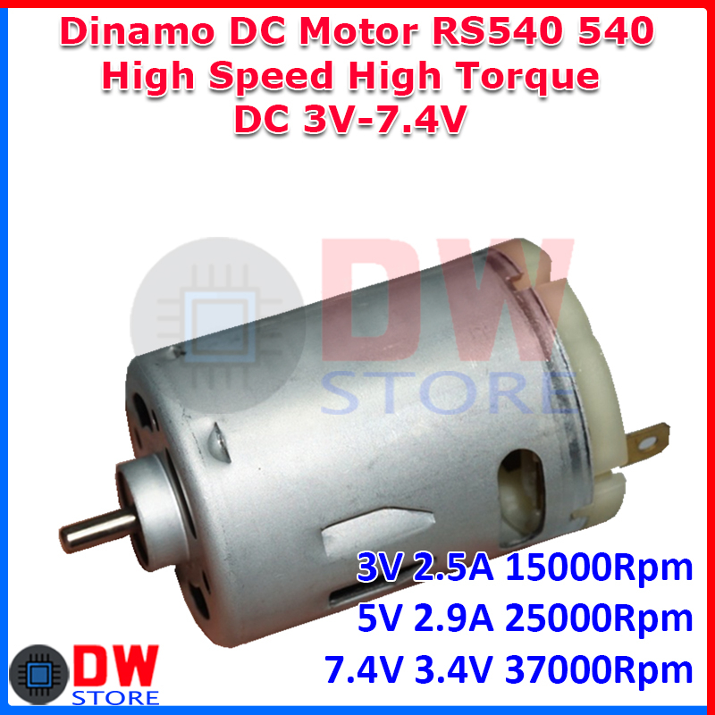Jual Dinamo DC Motor RS540 RS-540 6V 5V 3V-7.4V High RPM Speed High ...