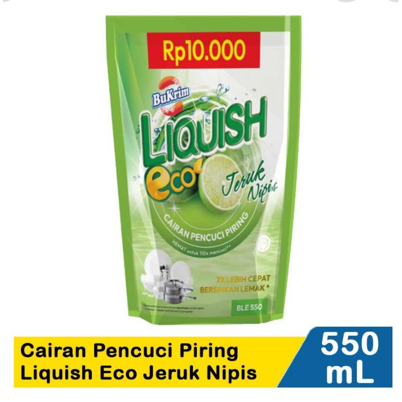 Jual bukrim cairan pencuci piring liquish Eco jeruk nipis 550ml ...