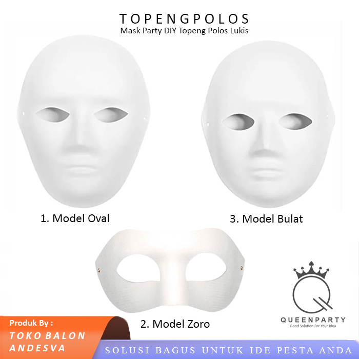 Jual Topeng Polos DIY / Topeng halloween / Mask Party / topeng Polos ...