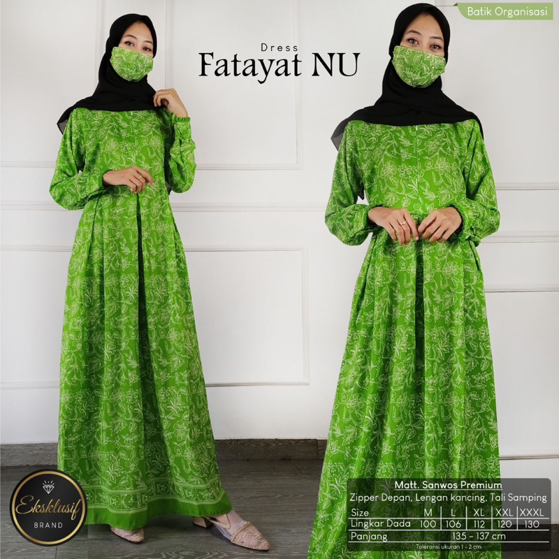 Jual GAMIS BATIK DRESS FATAYAT WARNA HIJAU SERAGAM PENGAJIAN NU ...