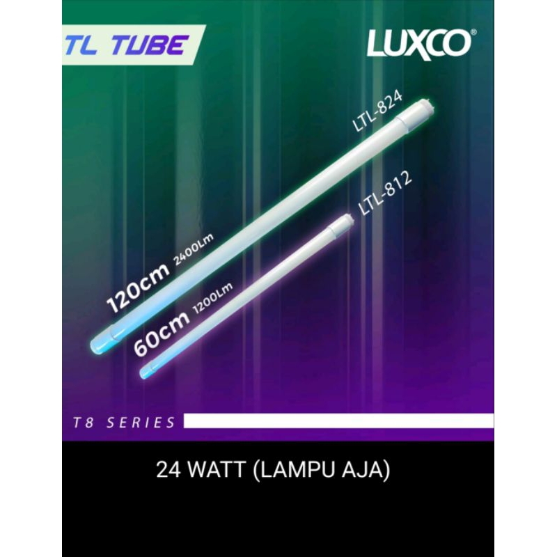 Jual Lampu TL LED luxco panjang 60 cm & 120 cm T8 Glass Daylight putih ...