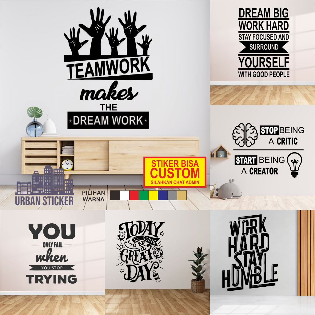 Jual Wall Sticker Stiker Custom Dekorasi Dinding Wallpaper Kantor Quote ...