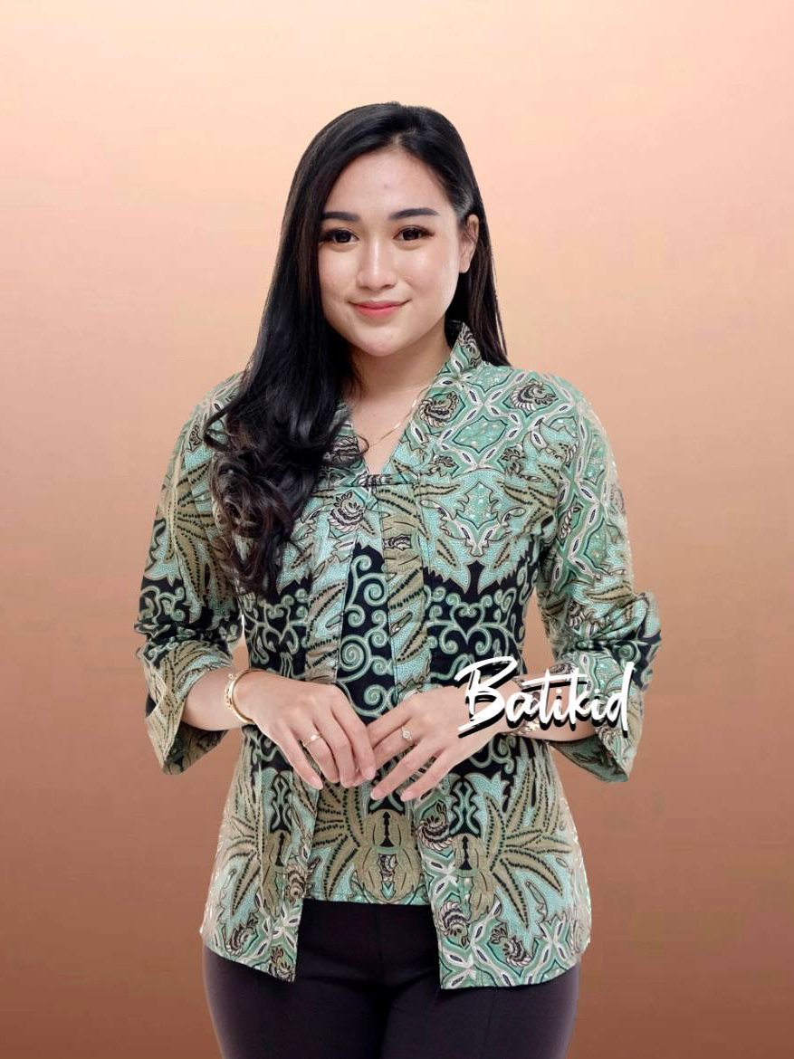 Jual Batikid — Atasan Batik Wanita [BAHAN KATUN] — Nanas Sage — Blouse ...