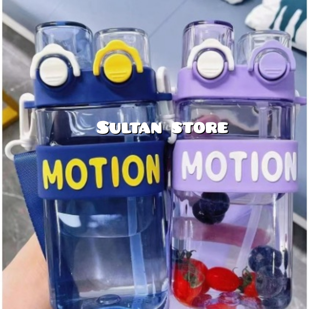 Jual Botol Unik MOTION Plastik Kotak Transparan Lucu 2 Cara Minum 2 in ...
