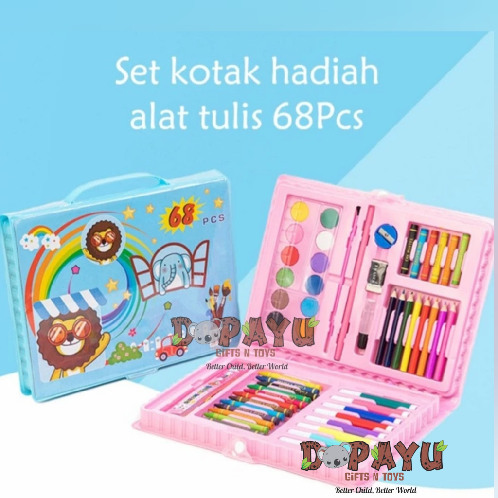 Jual Crayon Pensil Warna Spidol 68 Pc SET Alat MEWARNAI ANAK Stationary ...