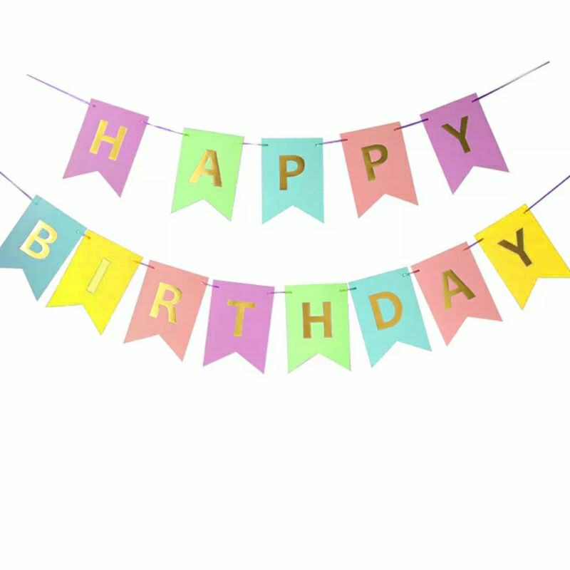 Jual Banner happy birthday flag baner hbd motif segilima segi lima 5 ...