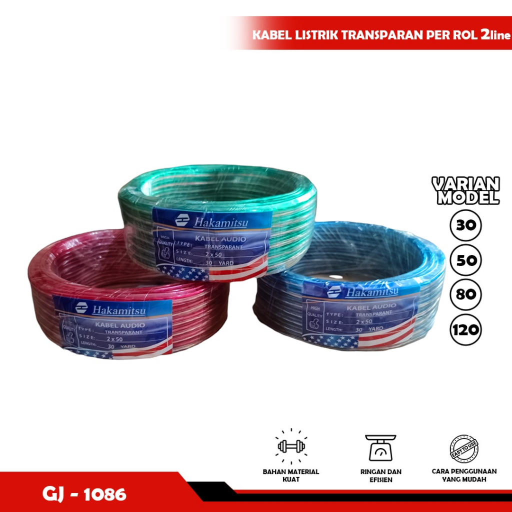 Jual KABEL LISTRIK TRANSPARAN KABEL SERABUT PER ROL 2line- YOSINOGAWA | Shopee Indonesia