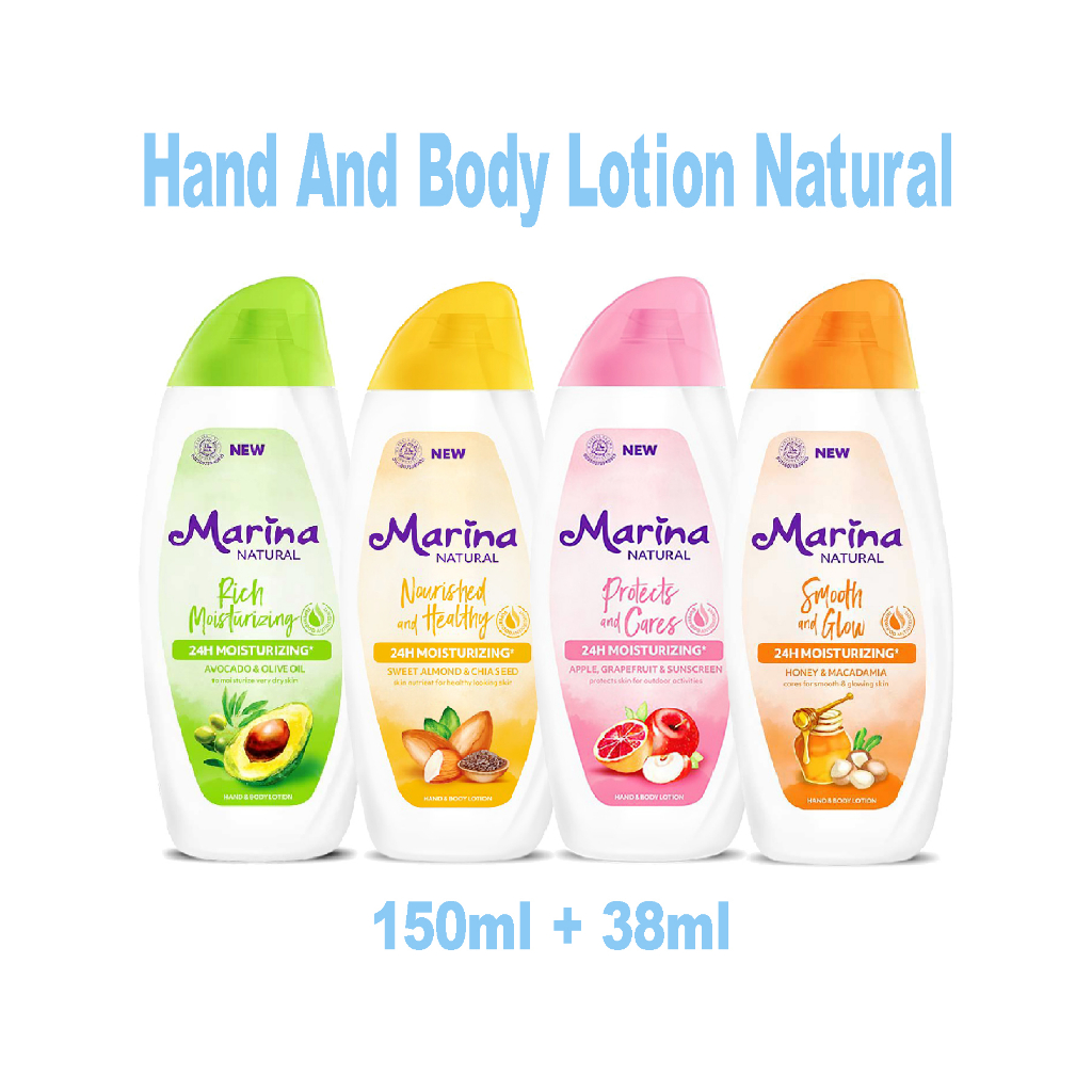 Jual Marina Hand & Body Lotion Natural Protects & Cares / Rich Moisturizing / Nourished ...