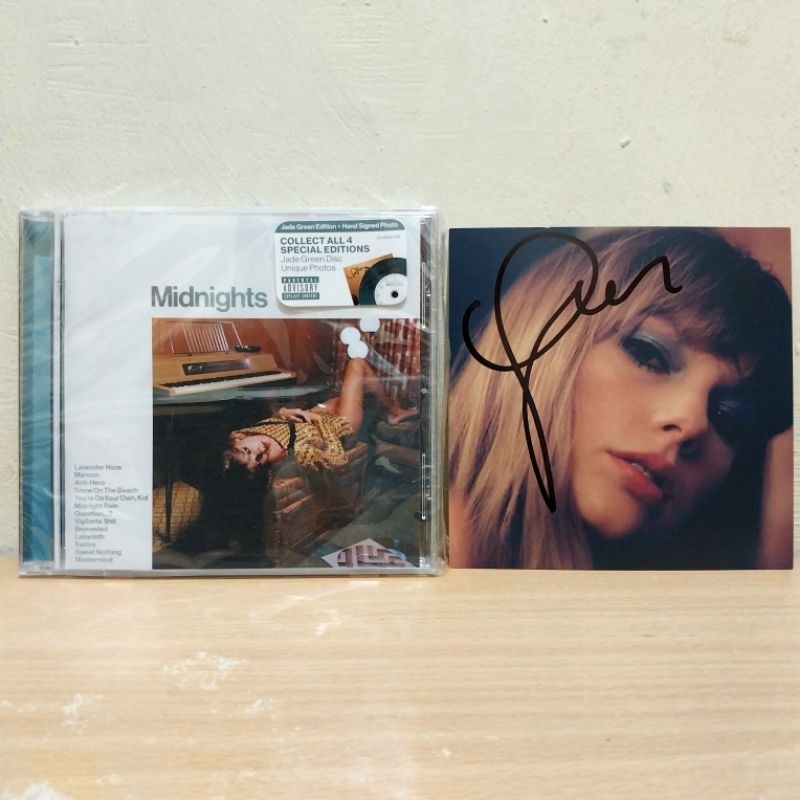 Jual Taylor Swift Midnights Signed CD Jade Green Mahogany Official ...