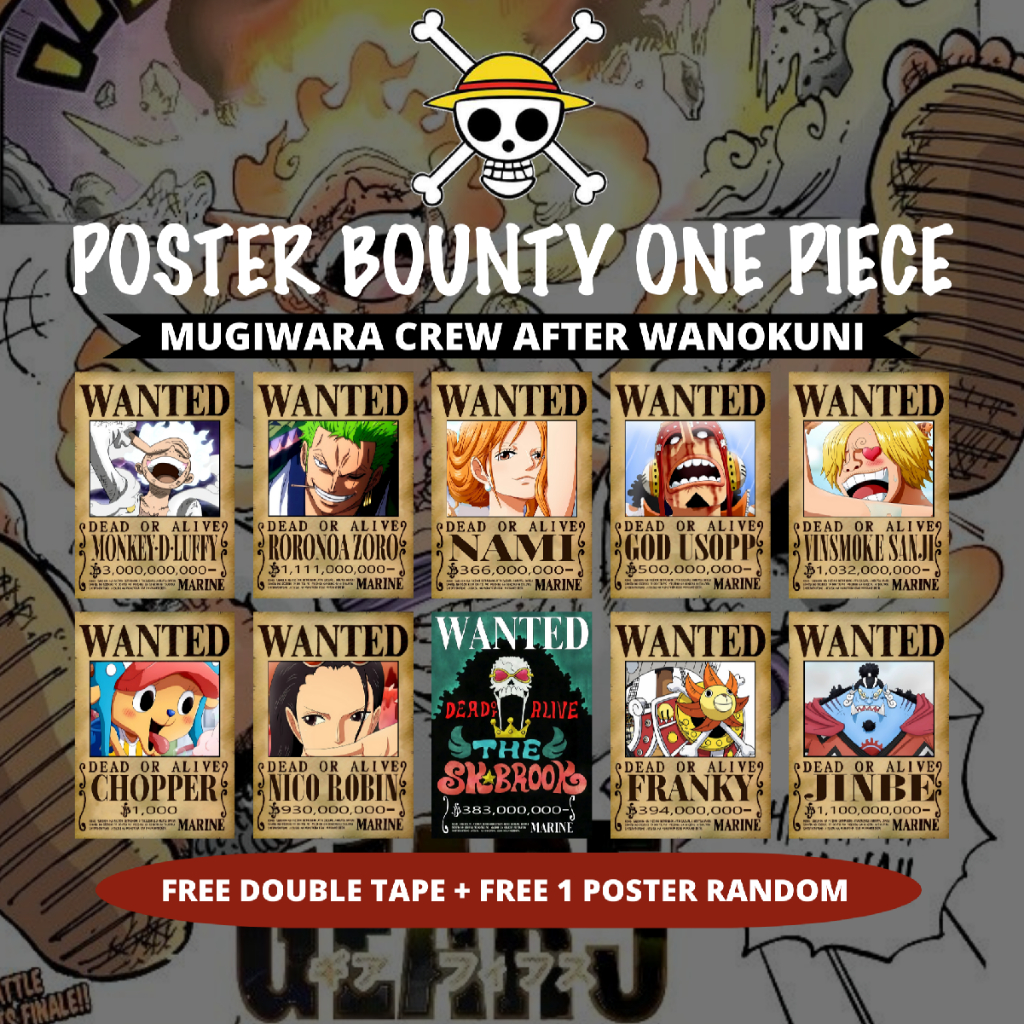 Jual Poster Bounty One Piece Terbaru 1 set kru Komplit Mugiwara Ukuran ...
